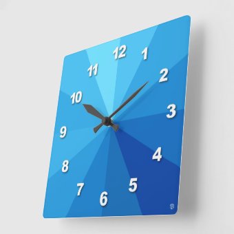 Blue Gradient Number Square Wall Clock | Zazzle