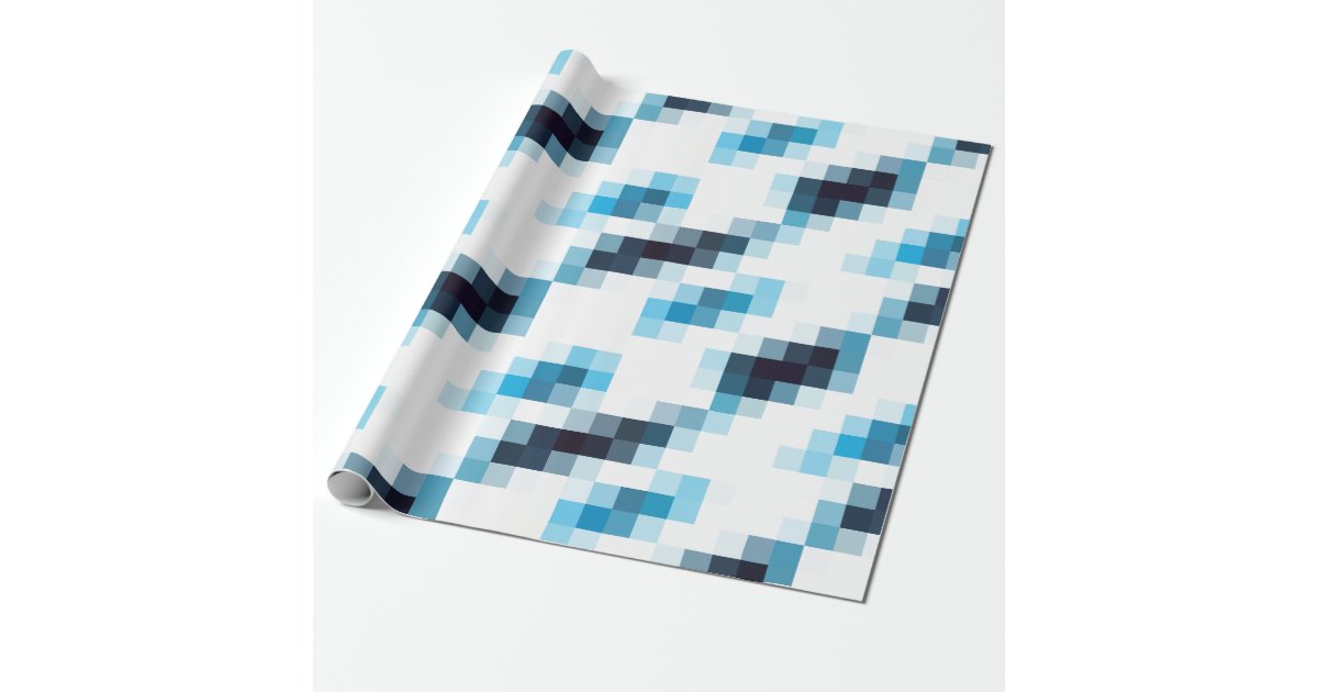 Blue Gradient Pixels Wrapping Paper | Zazzle