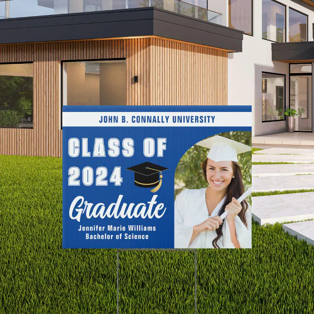 Blue Graduate Photo Arch 2025 Graduation Yard Sign | Zazzle