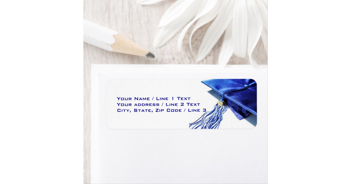 Blue Graduation Cap Address Labels | Zazzle
