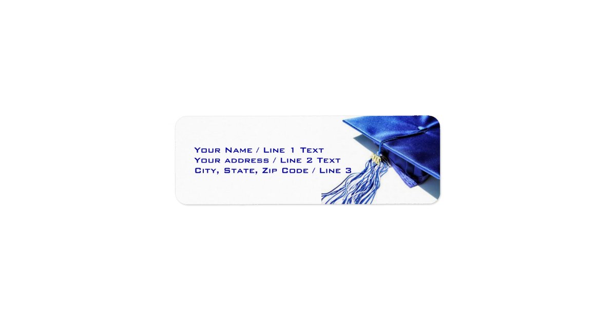 Blue Graduation Cap Address Labels | Zazzle