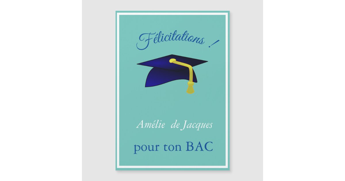 Blue graduation cap - Congrats in French | Zazzle