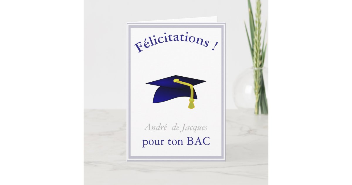 blue graduation cap - Congratulations in French Card | Zazzle.com