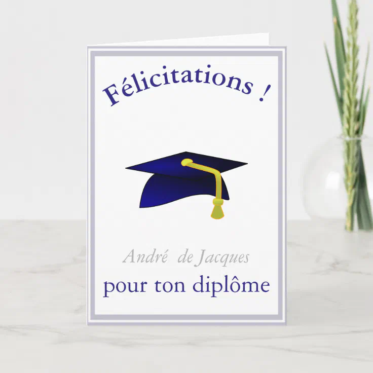 blue graduation cap - French Congratulations Card | Zazzle
