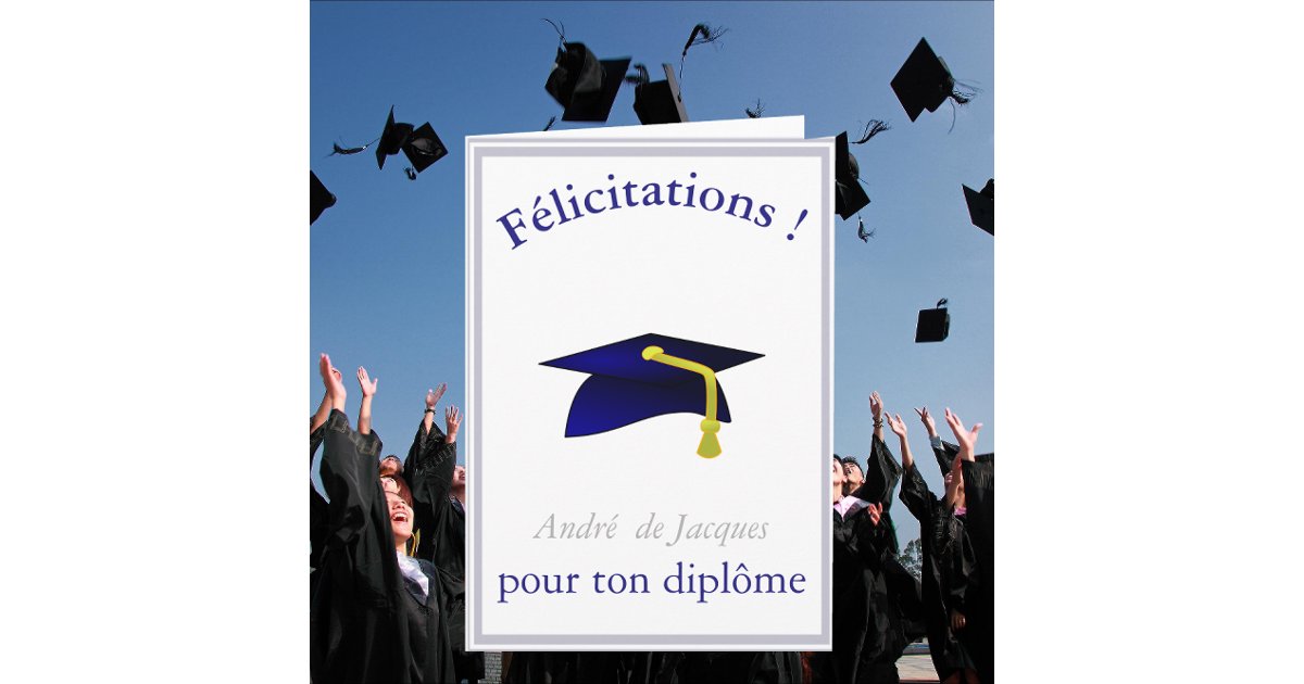 blue graduation cap - French Congratulations Card | Zazzle