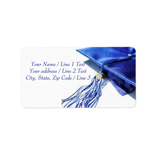 Blue Graduation Cap Tassel Address Labels | Zazzle