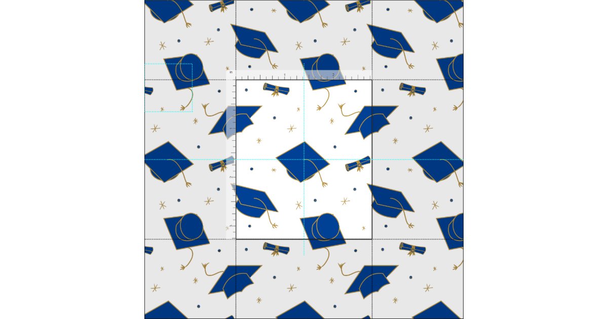 Blue Graduation Cap Toss Fabric | Zazzle