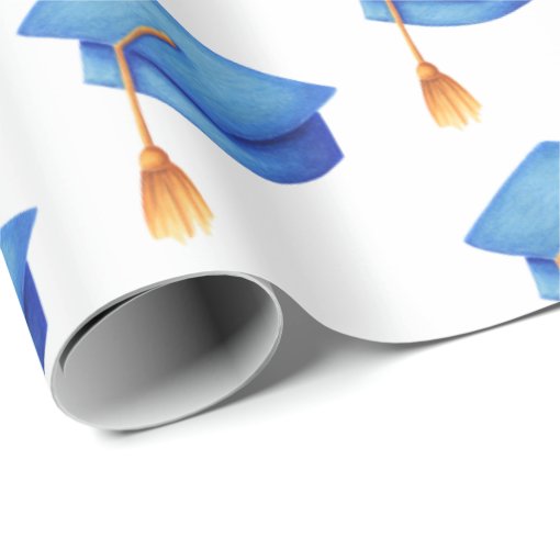 Blue Graduation Cap with Tassels Graduation Wrapping Paper | Zazzle