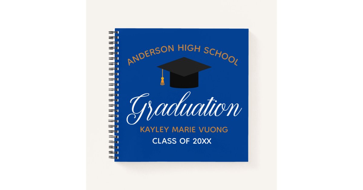 Blue Graduation Party Autograph Keepsake Guest Notebook | Zazzle