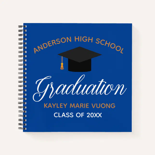 Blue Graduation Party Autograph Keepsake Guest Notebook | Zazzle