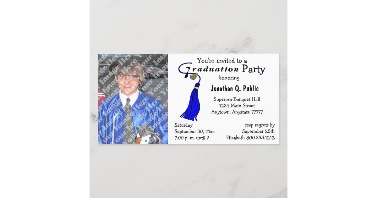Blue Graduation Party Photo Invitation | Zazzle.com