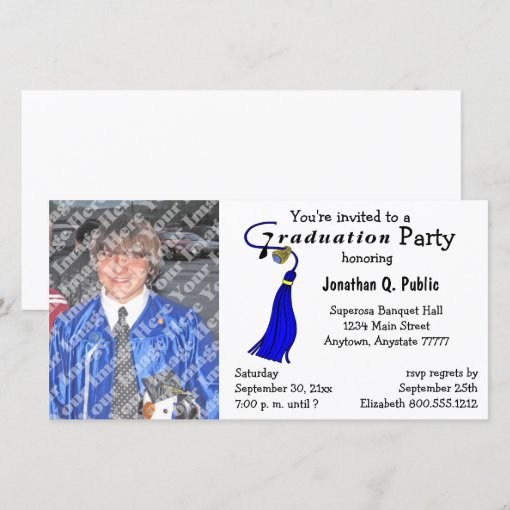 Blue Graduation Party Photo Invitation | Zazzle