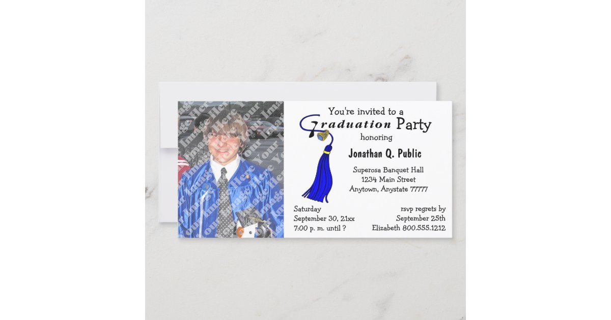 Blue Graduation Party Photo Invitation | Zazzle