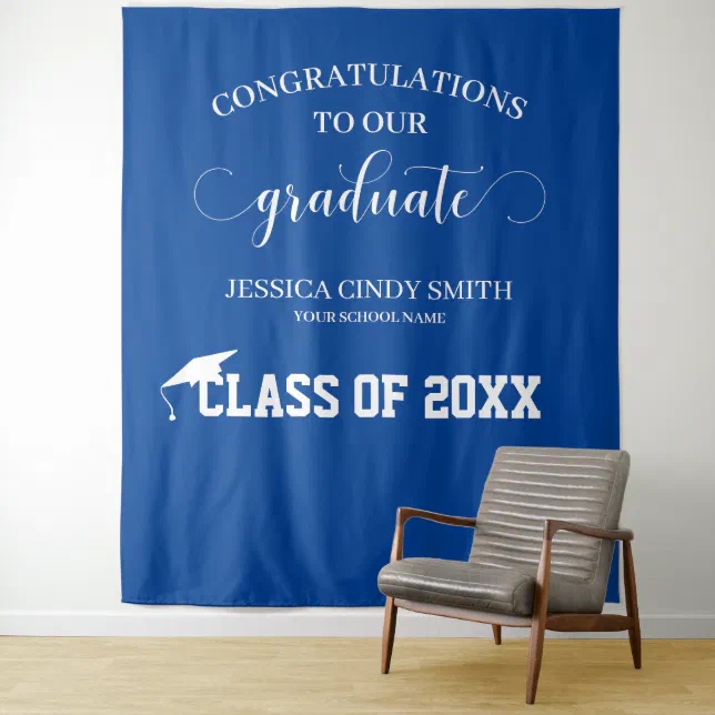 Blue Graduation Photo Booth Prop Tapestry | Zazzle