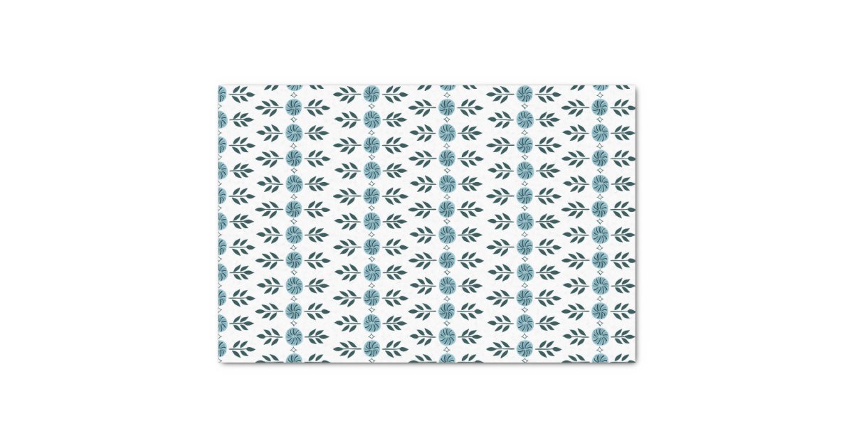 Blue Graphic Floral Pattern Tissue Paper | Zazzle