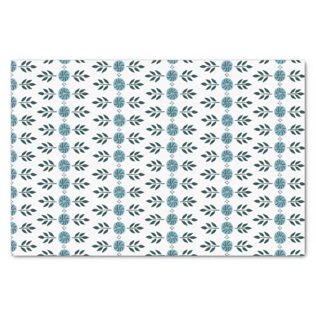 Blue Graphic Floral Pattern Tissue Paper | Zazzle