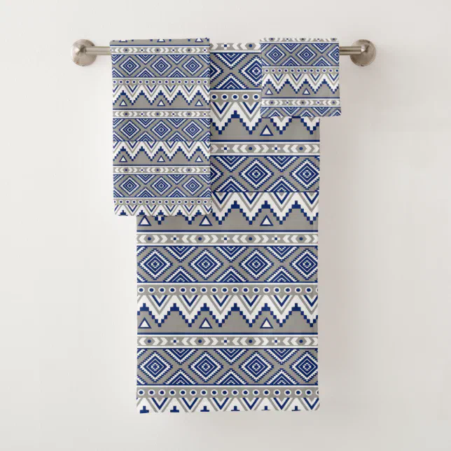 blue gray aztec pattern bath towel set | Zazzle