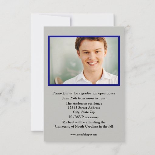 Blue/Gray Background - 3x5 Graduation Party Invitation | Zazzle