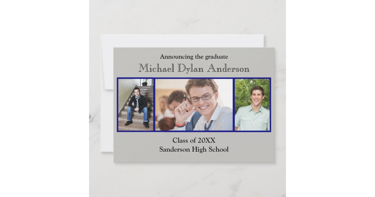 Blue/Gray Background - Graduation Announcement | Zazzle