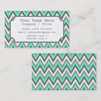 Blue Gray Chevron Label Business Card | Zazzle