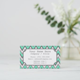 Blue Gray Chevron Label Business Card | Zazzle