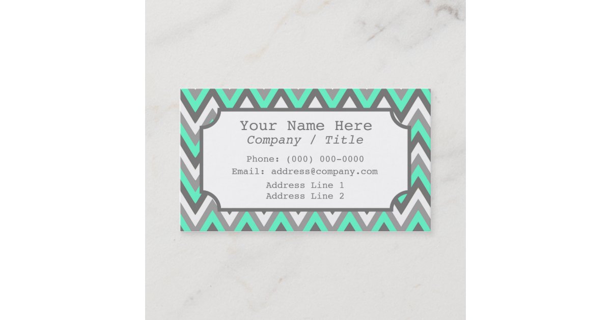 Blue Gray Chevron Label Business Card | Zazzle