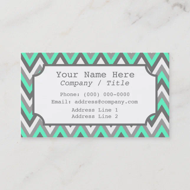 Blue Gray Chevron Label Business Card | Zazzle