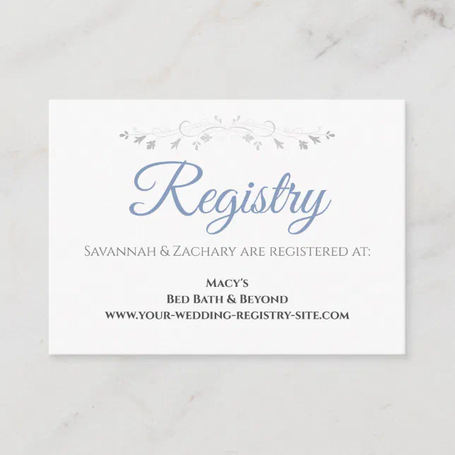 Blue & Gray Elegant Wedding Registry Enclosure Card | Zazzle