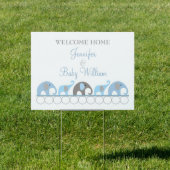 Blue & Gray Elephant Welcome Home Mom and Baby Yard Sign | Zazzle