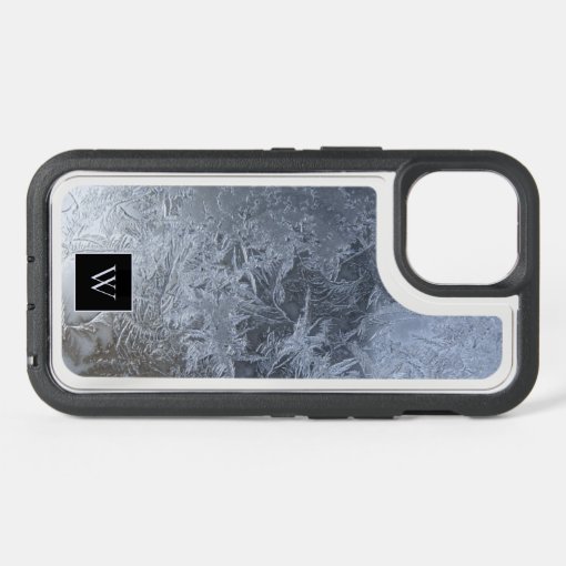 Blue Gray Ice Crystals Monogrammed Otterbox iPhone Case | Zazzle