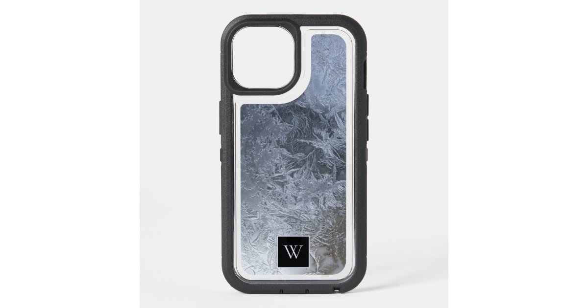 Blue Gray Ice Crystals Monogrammed Otterbox iPhone Case | Zazzle