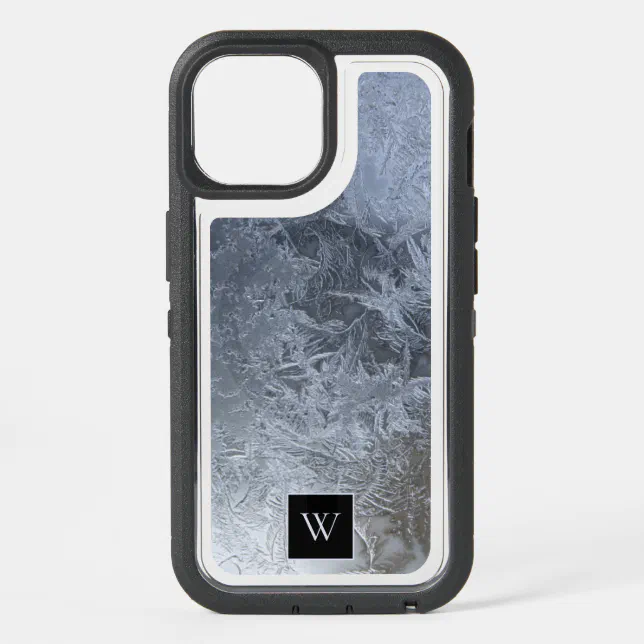 Blue Gray Ice Crystals Monogrammed Otterbox iPhone Case | Zazzle