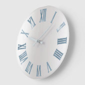 Blue Gray Metallic Silver Roman Numbers Large Clock | Zazzle