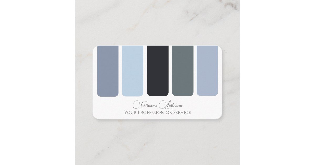 Blue gray shades color palette calligraphy QR-Code Business Card | Zazzle