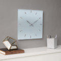 Blue Gray Silver Pastel Ombre Minimal Glitter Square Wall Clock | Zazzle