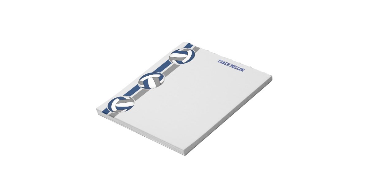 blue gray team colors volleyball coach custom notepad | Zazzle