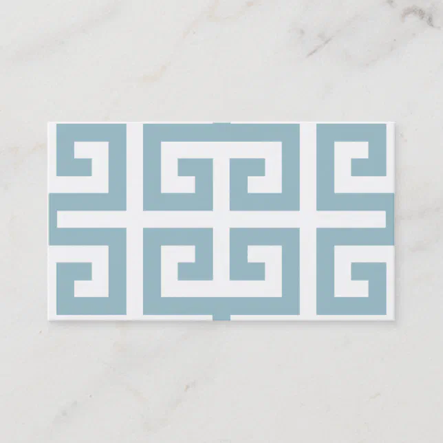 Blue Greek Key Business Card | Zazzle