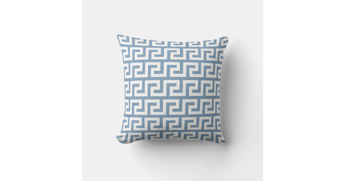 Blue Greek Key Throw Pillow | Zazzle