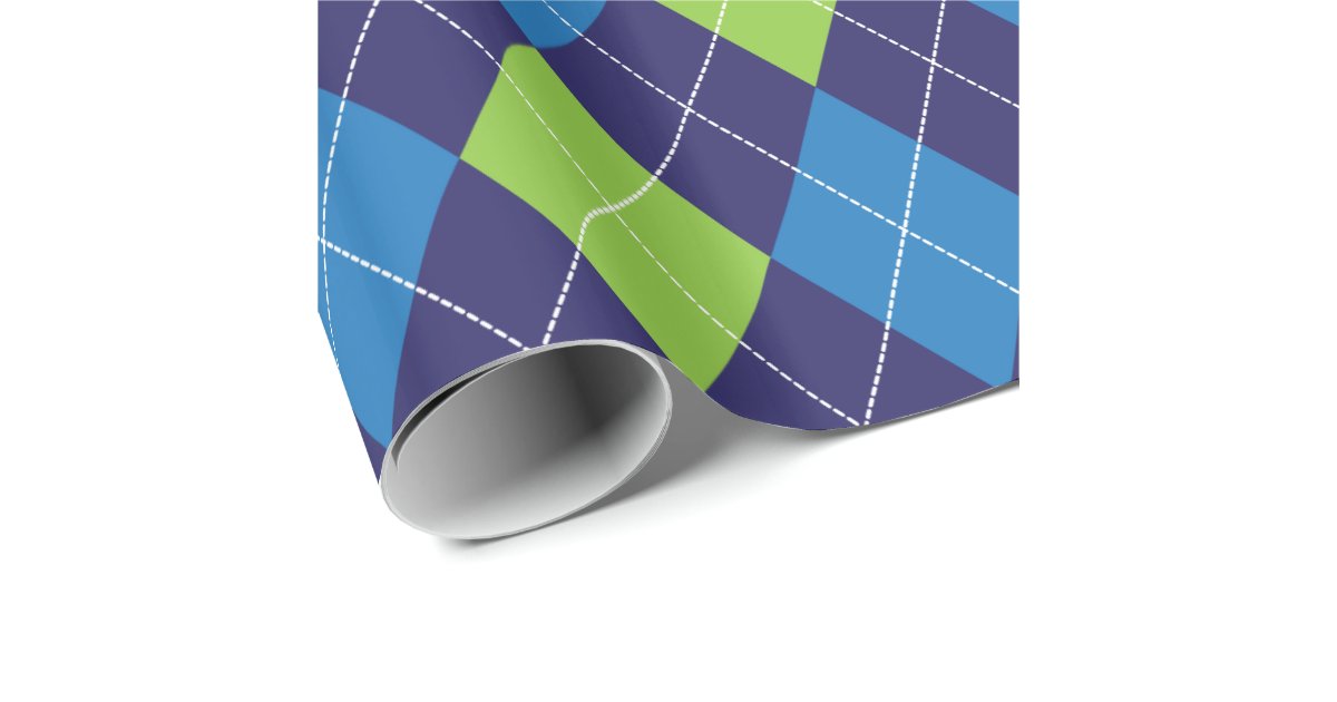 Blue Green Argyle Pattern Wrapping Paper | Zazzle