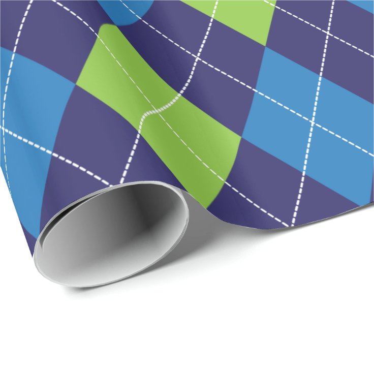 Blue Green Argyle Pattern Wrapping Paper | Zazzle