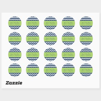 Blue Green Chevron Baby Shower Favor Stickers | Zazzle