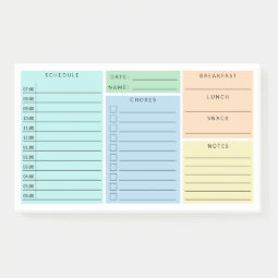 Blue Green Daily Home School Schedule Post-it Notes | Zazzle
