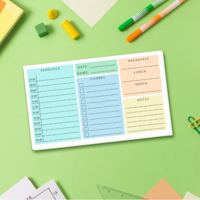Blue Green Daily Home School Schedule Post-it Notes | Zazzle