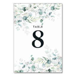 Blue Green Eucalyptus Wedding Table Number Dark | Zazzle