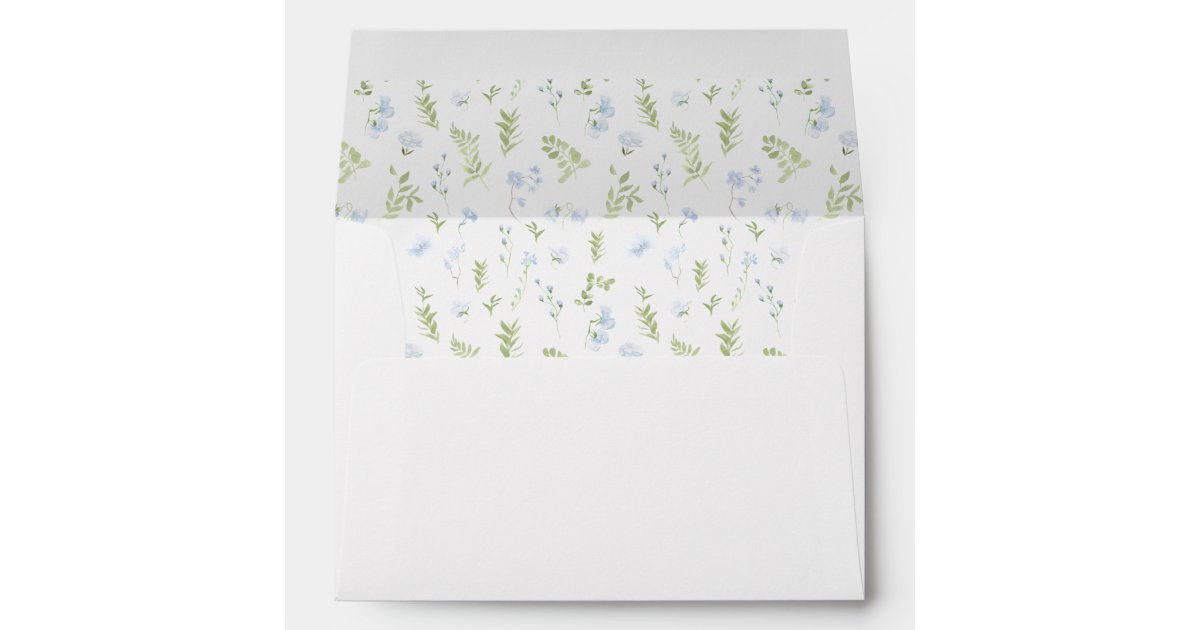 Blue green floral wedding invitation envelope | Zazzle
