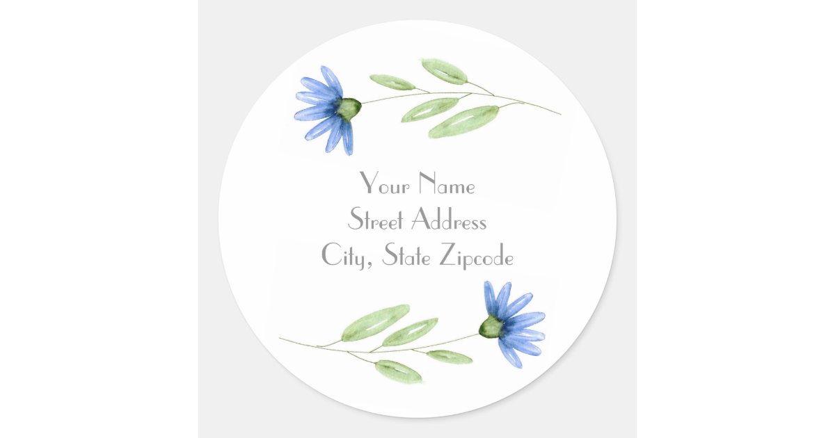 'Blue Green Flower' Labels | Zazzle