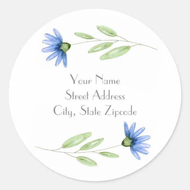 'Blue Green Flower' Labels | Zazzle