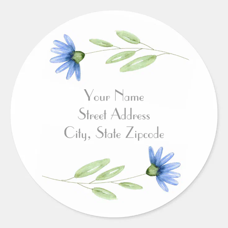 'Blue Green Flower' Labels | Zazzle