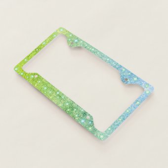 BLUE GREEN Glitter Sparkle License Plate Frame | Zazzle