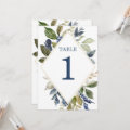 Blue green gold foliage greenery table numbers | Zazzle